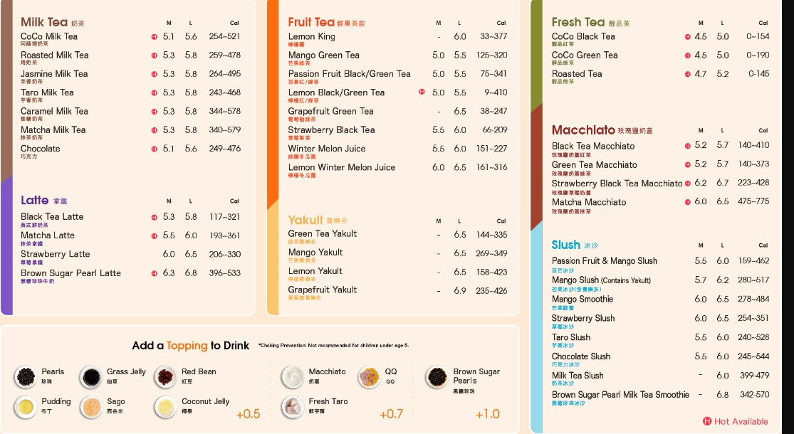 CoCo Menu Canada & Latest Prices 2023