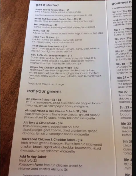 Bin 4 Burger Lounge Menu Canada & Latest Prices 2023