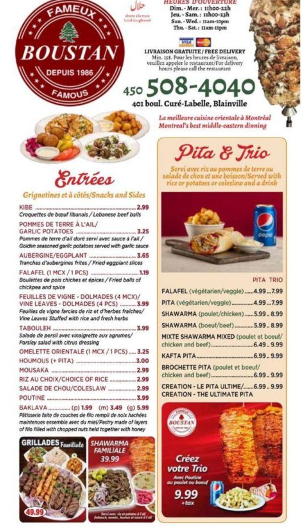 Boustan Menu Canada Prices List 2023