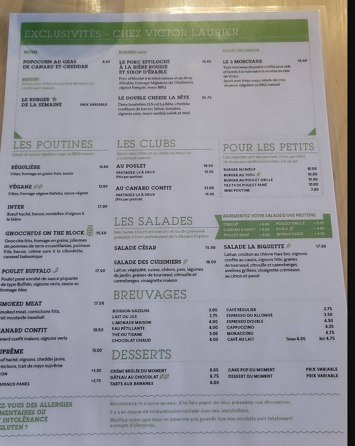 Chez Victor Menu Canada & Latest Prices 2023