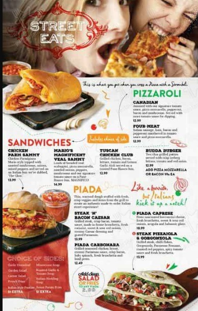 East Side Mario’s Menu Canada Prices List 2023