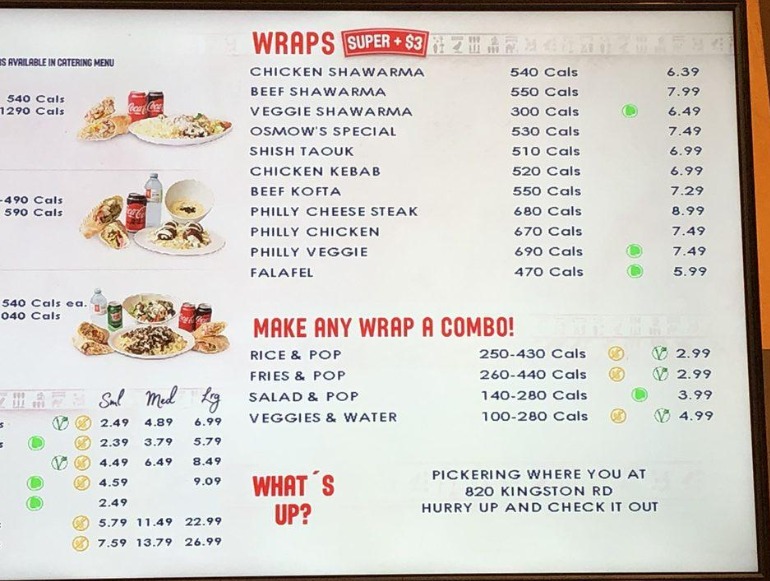 Osmow’s Menu Canada Prices List 2023