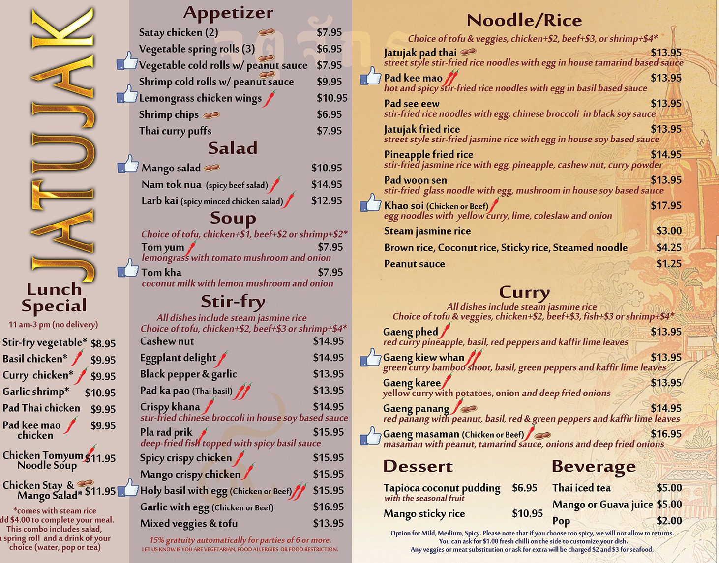 Jatujak Menu Canada & Updated Prices 2023