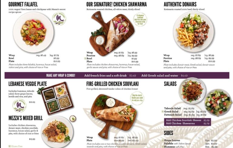 Mezza Lebanese Kitchen Menu Canada & Latest Prices 2023