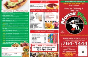 Monza Menu Canada Prices List 2023