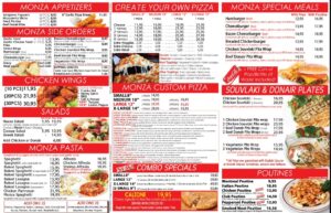 Monza Menu Canada Prices List 2023
