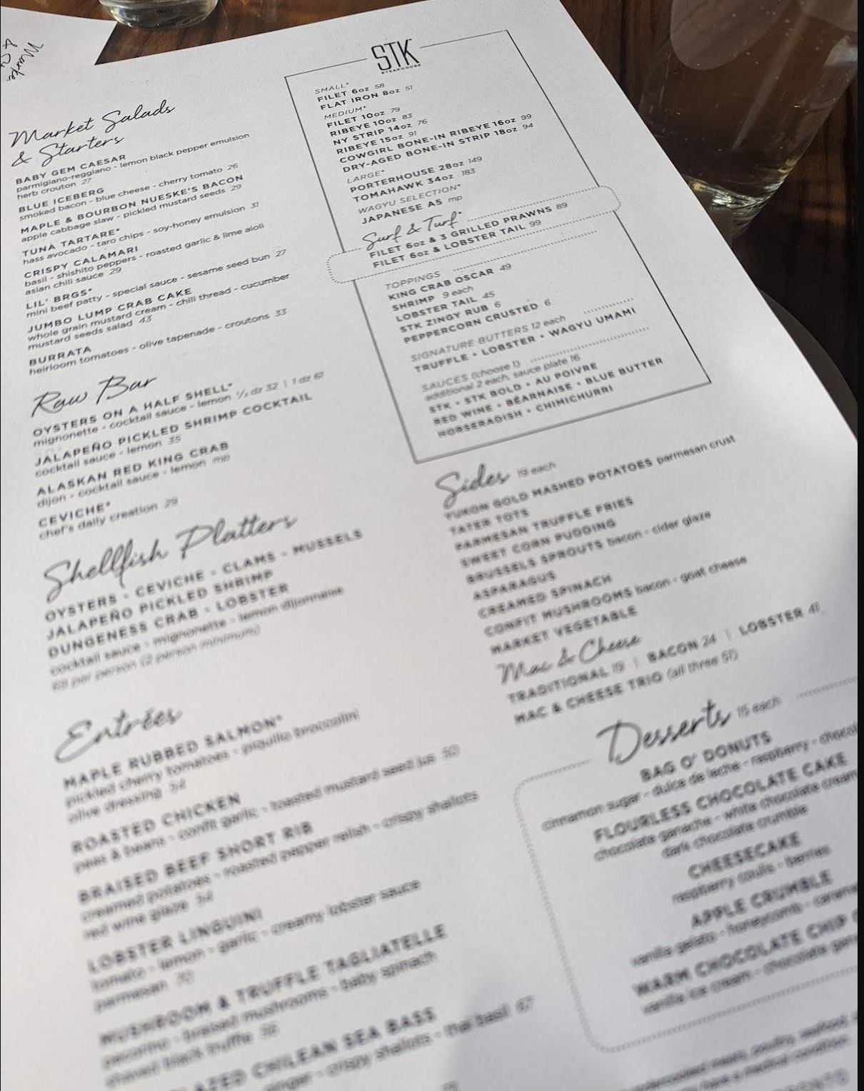 STK Menu Canada & Updated Prices 2023