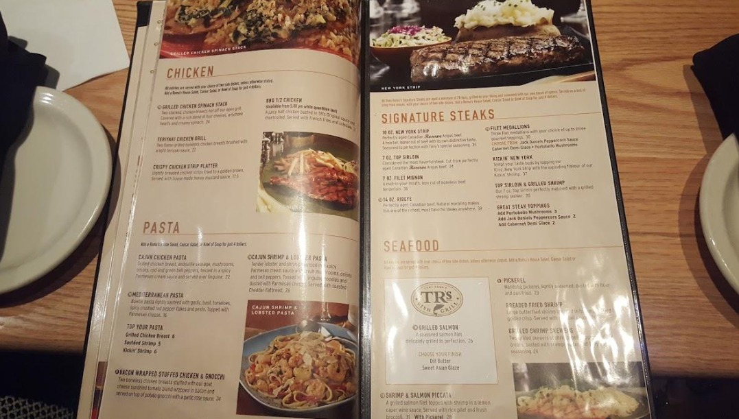 Tony Roma’s Menu Canada & Latest Prices 2023