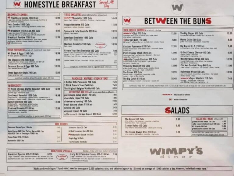 Wimpy's Diner Menu Canada & Latest Prices 2023