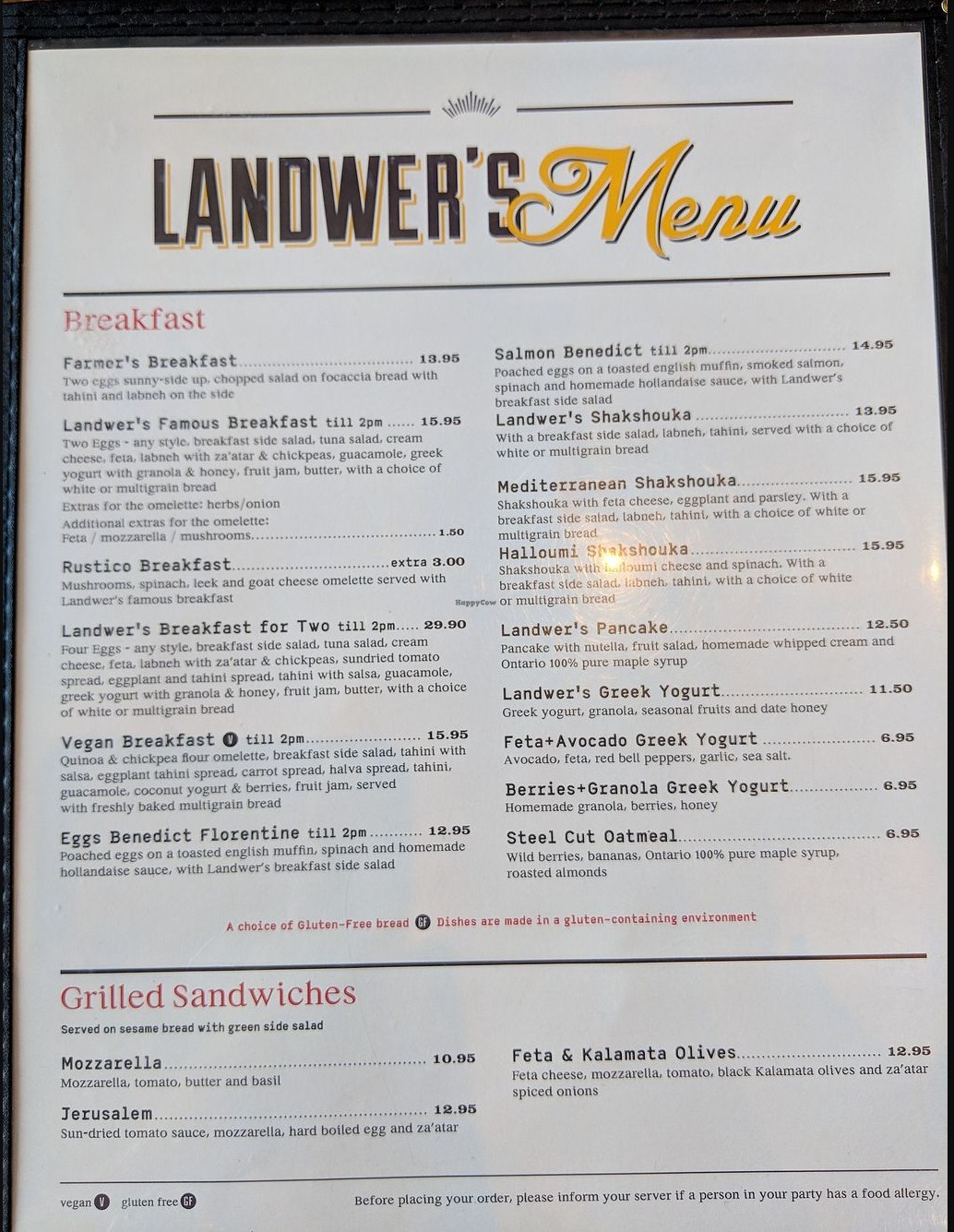 Cafe Landwer Menu Canada & Latest Prices 2023