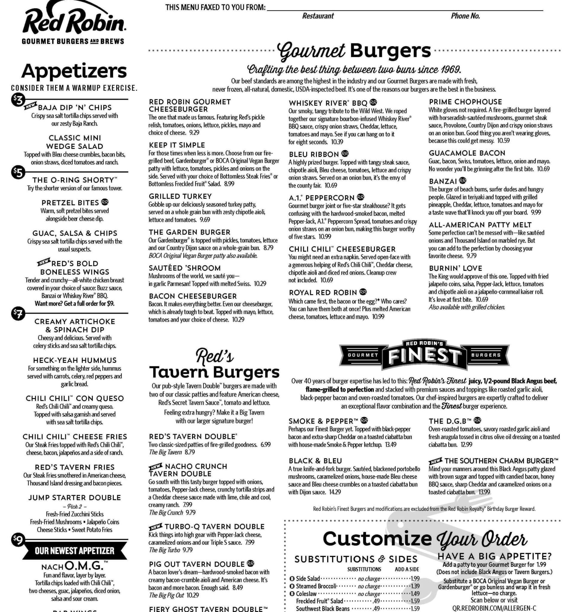 Robin’s Menu Canada & Latest Prices 2023