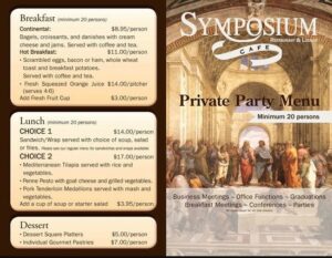 Symposium Cafe Restaurant & Lounge Menu Canada Prices 2023