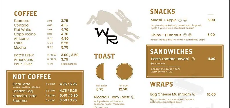The White Rabbit Menu Canada & Latest Prices 2023
